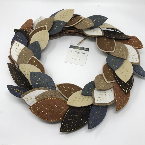 Threshold | Accents | Threshold Fall Wreath Felt Leaves Multi Color ...